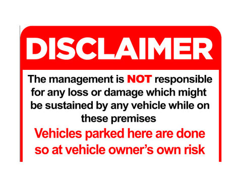 Car Park Disclaimer Sign – Safety Hub Ghana